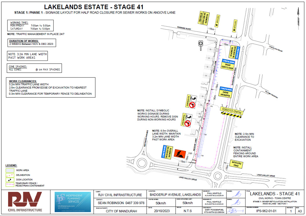 Road Closure - Angove Lane Barrine Road | City of Mandurah